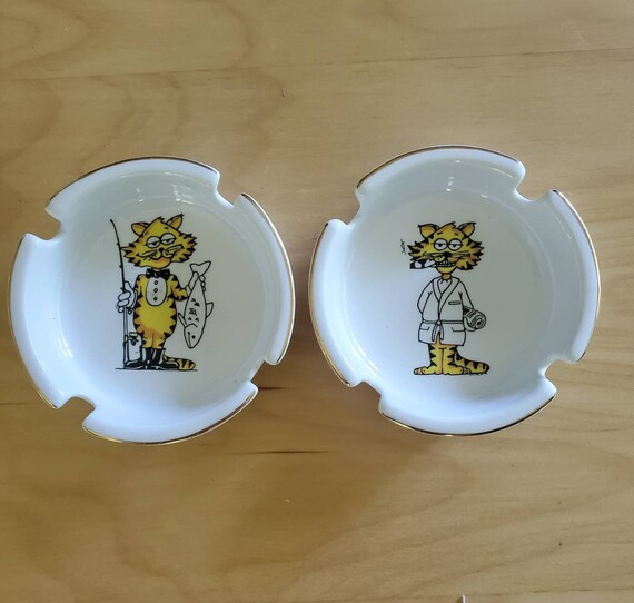 Vintage Bone China Character Ash Trays Set of 2 - Etsy