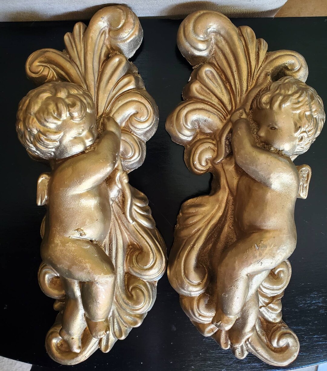 Vintage Gold Chalkware Cherubs - Etsy
