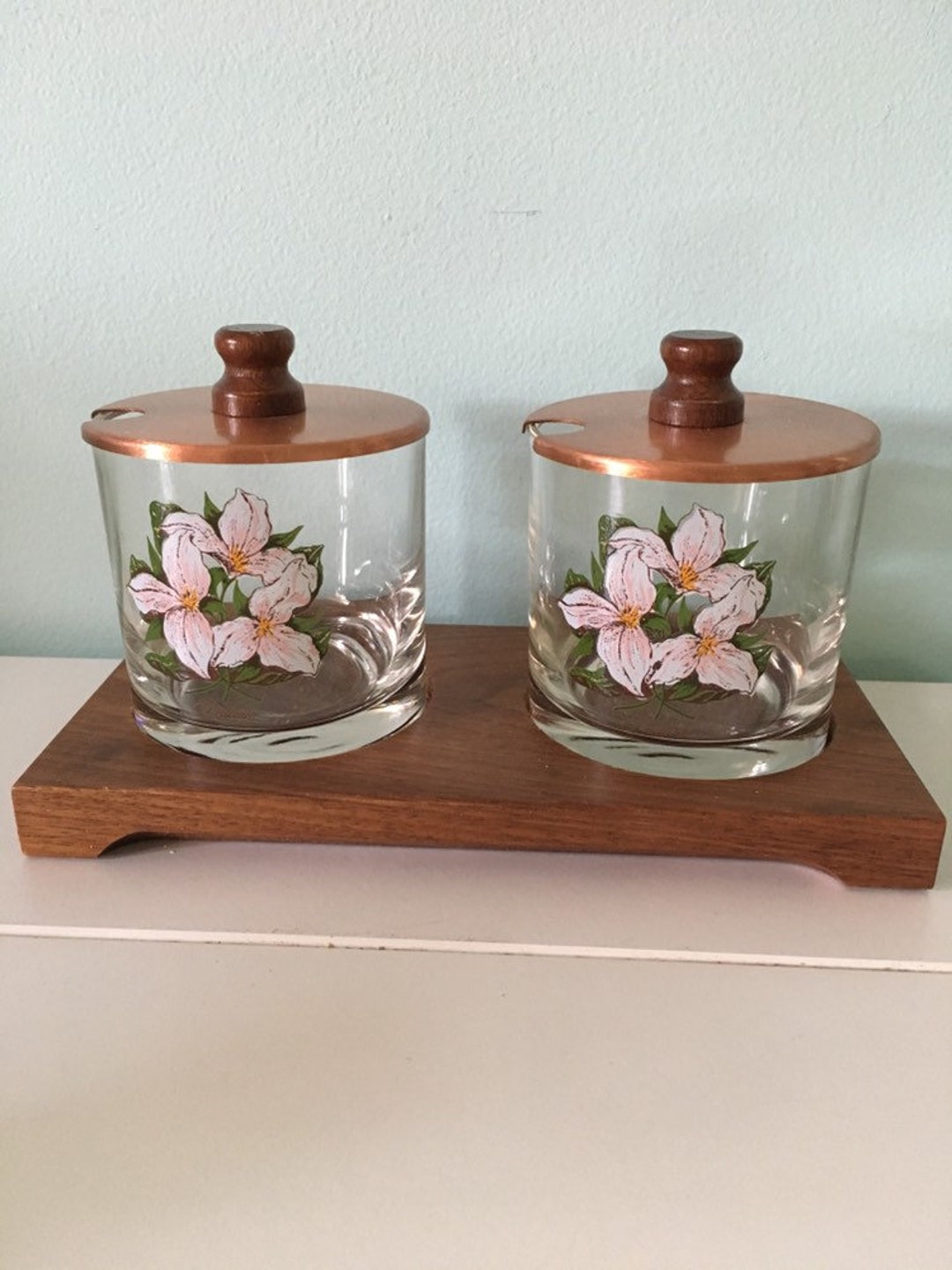 Vintage Condiment Set-hand Painted Trilliums - Etsy