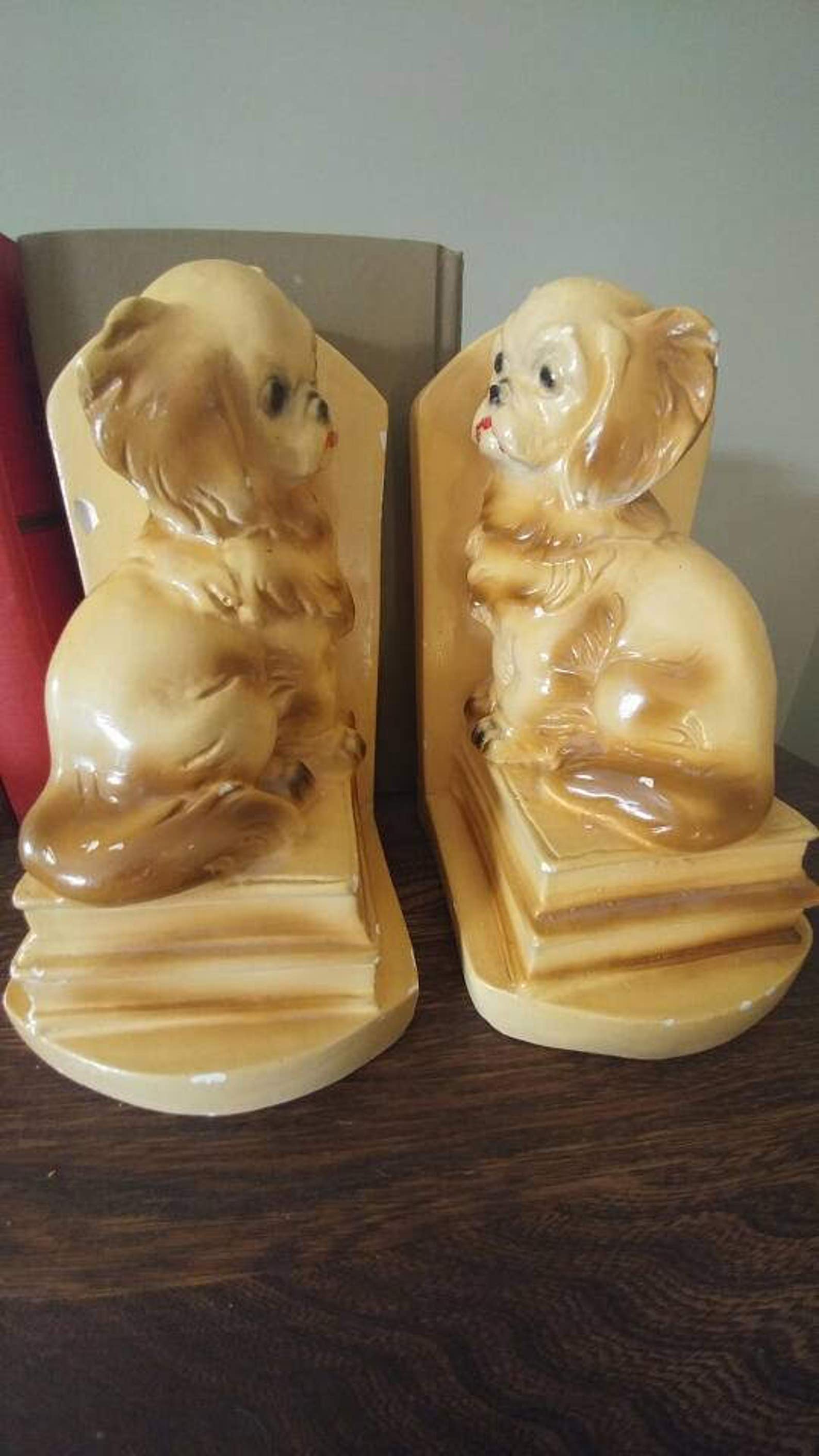 Vintage Chalkware Dog Bookends-spaniel Puppies - Etsy Canada