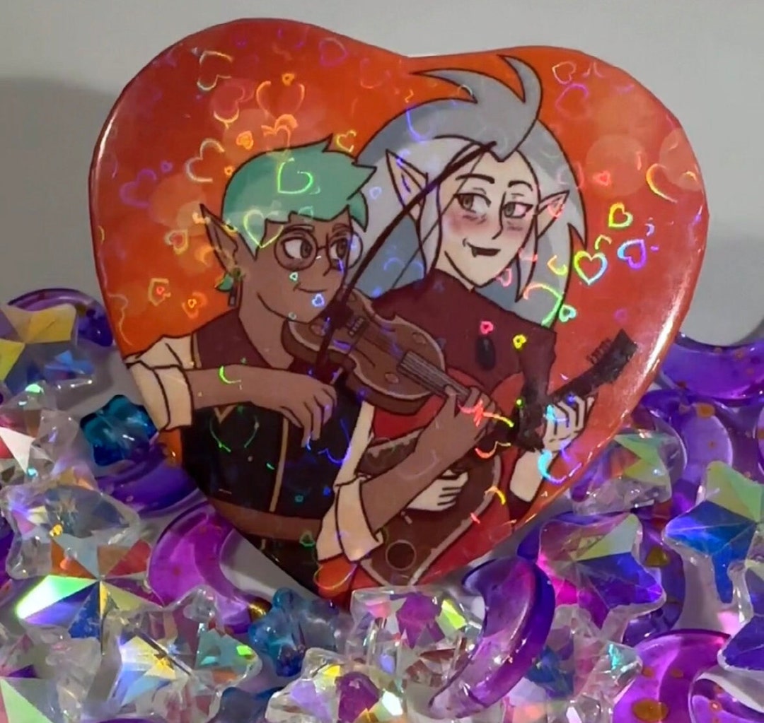 Eda and Raine Heart Holographic Button | the Owl House - Etsy