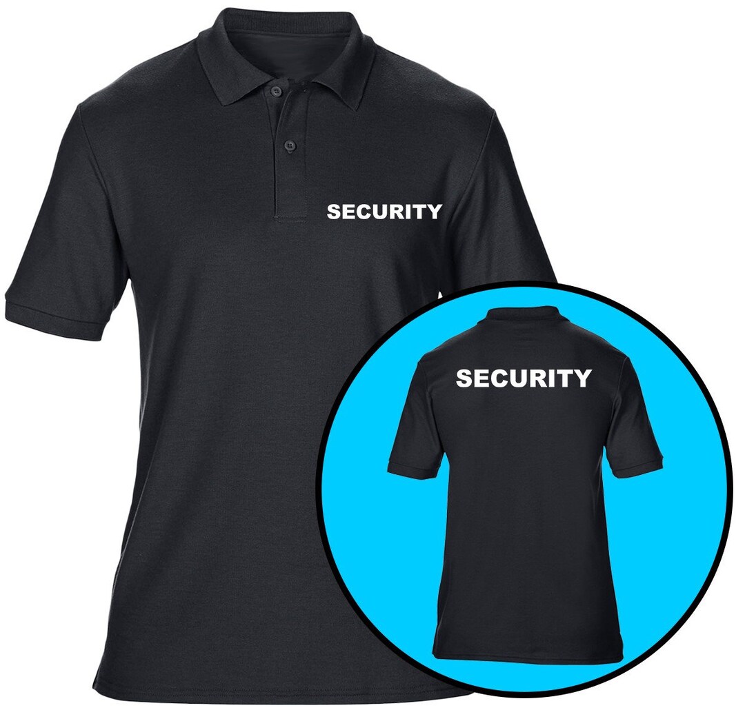 SECURITY Embroidered FRONT & BACK Workwear Uniform Unisex Polo T-shirt ...
