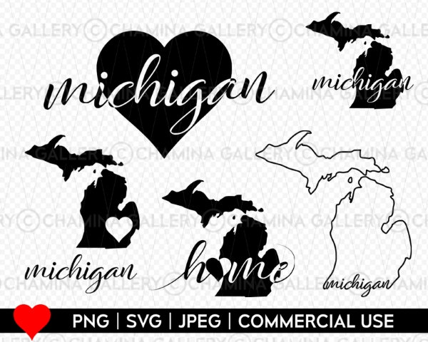 Michigan Svg Bundle Michigan State Vector Michigan Svg Map | Etsy
