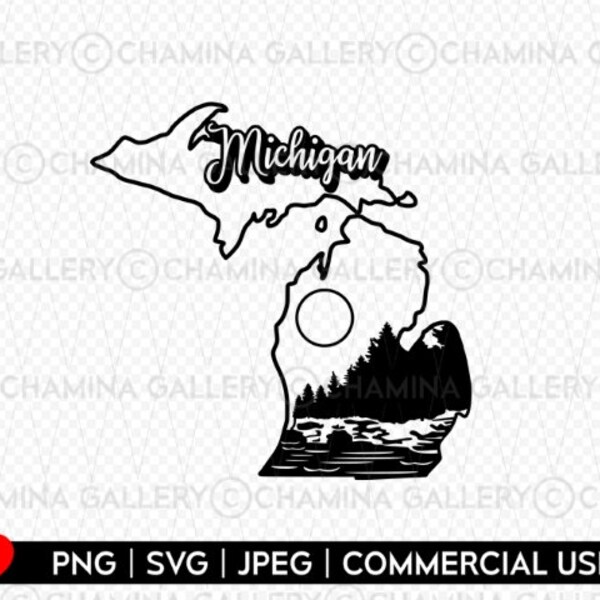 Michigan Silhouette - Etsy