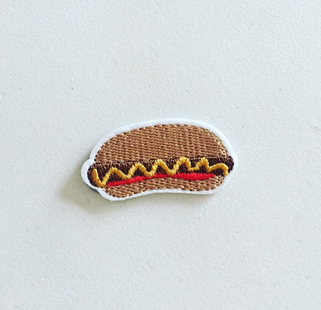 Hot Dog Iron-on Patch, Fast Food Badge, Foodie Badge, DIY Embroidery ...