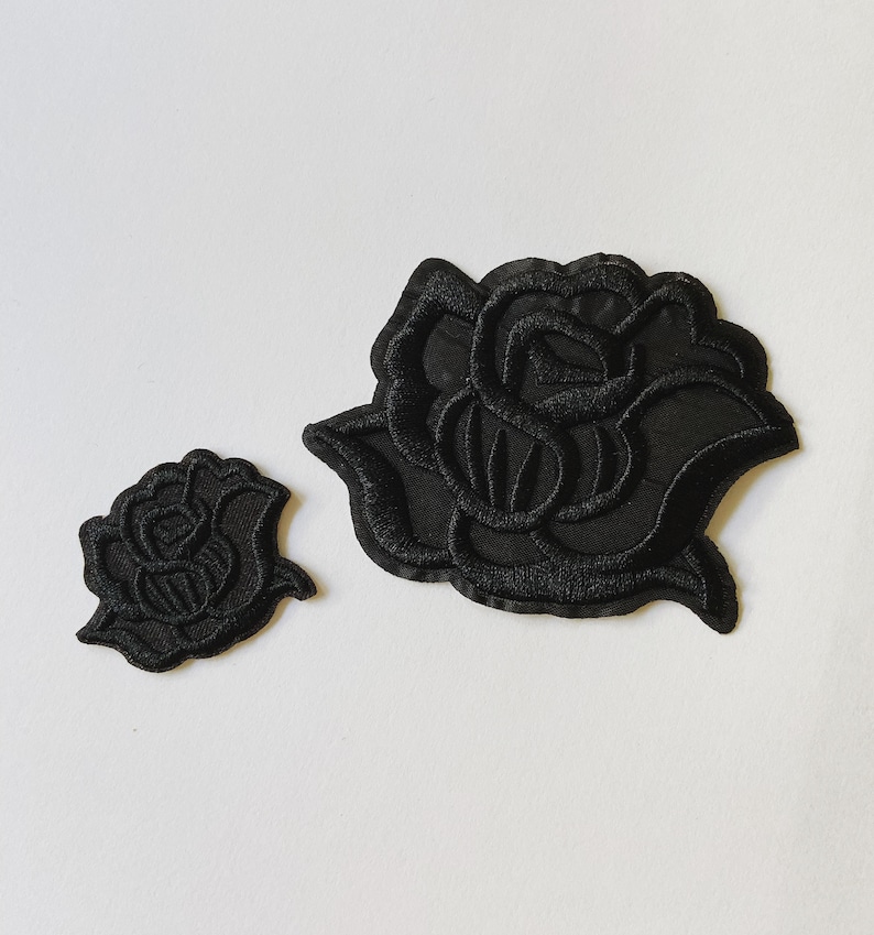 Black Rose Iron-on Patch: Goth Embroidered Applique - Etsy