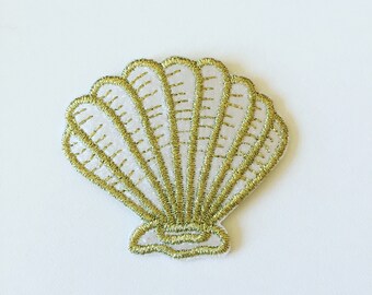Seashell Iridescent Iron on Patch Mermaid Shell Sew Patch - Etsy