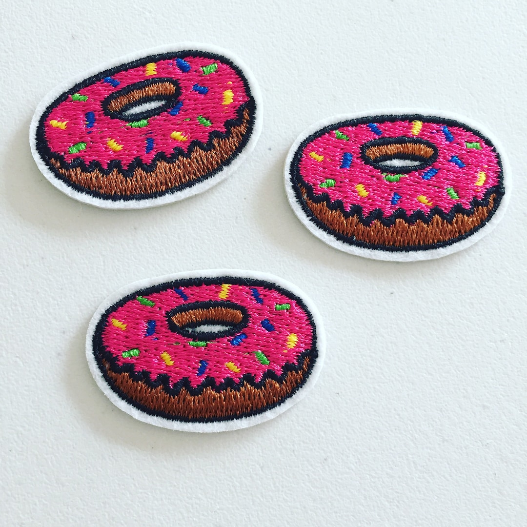 Mini Doughnut Iron-on Patch, Sprinkled Donut Patch, Doughnut Badge ...