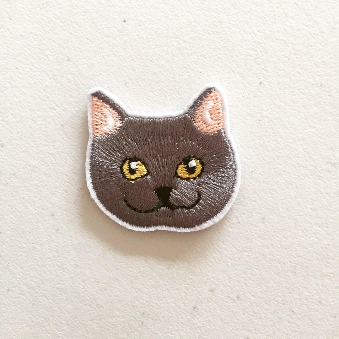 Tiny Grey Cat Iron-on Patch, Grey Kitty Badge, Animal Decorative Patch ...