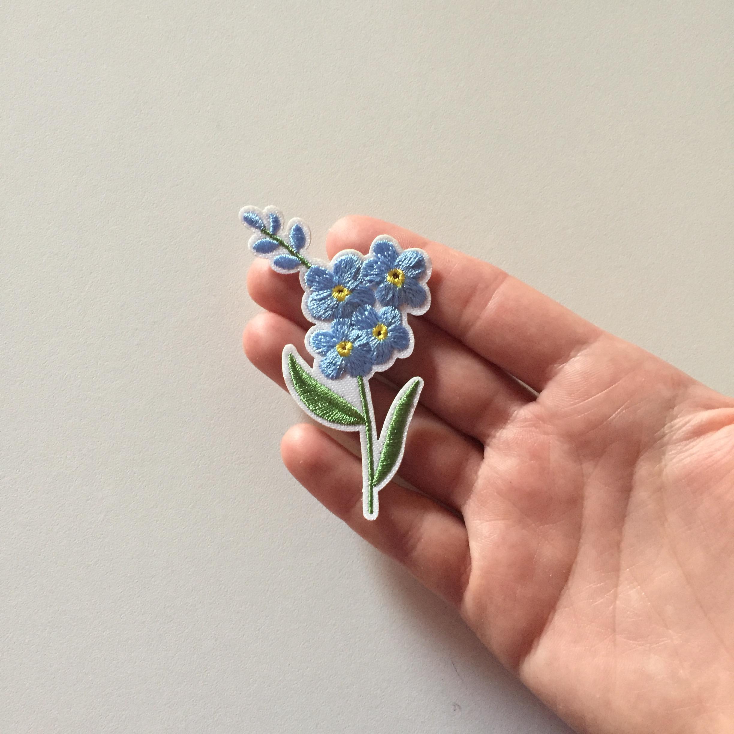 Forget-me-not Iron-on Patch: Blue Embroidered Floral Applique - Etsy