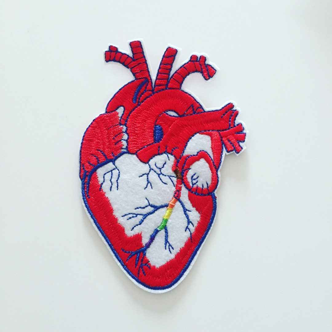 Anatomical Heart Iron-on Patch, Heart Badge, DIY Embroidery ...