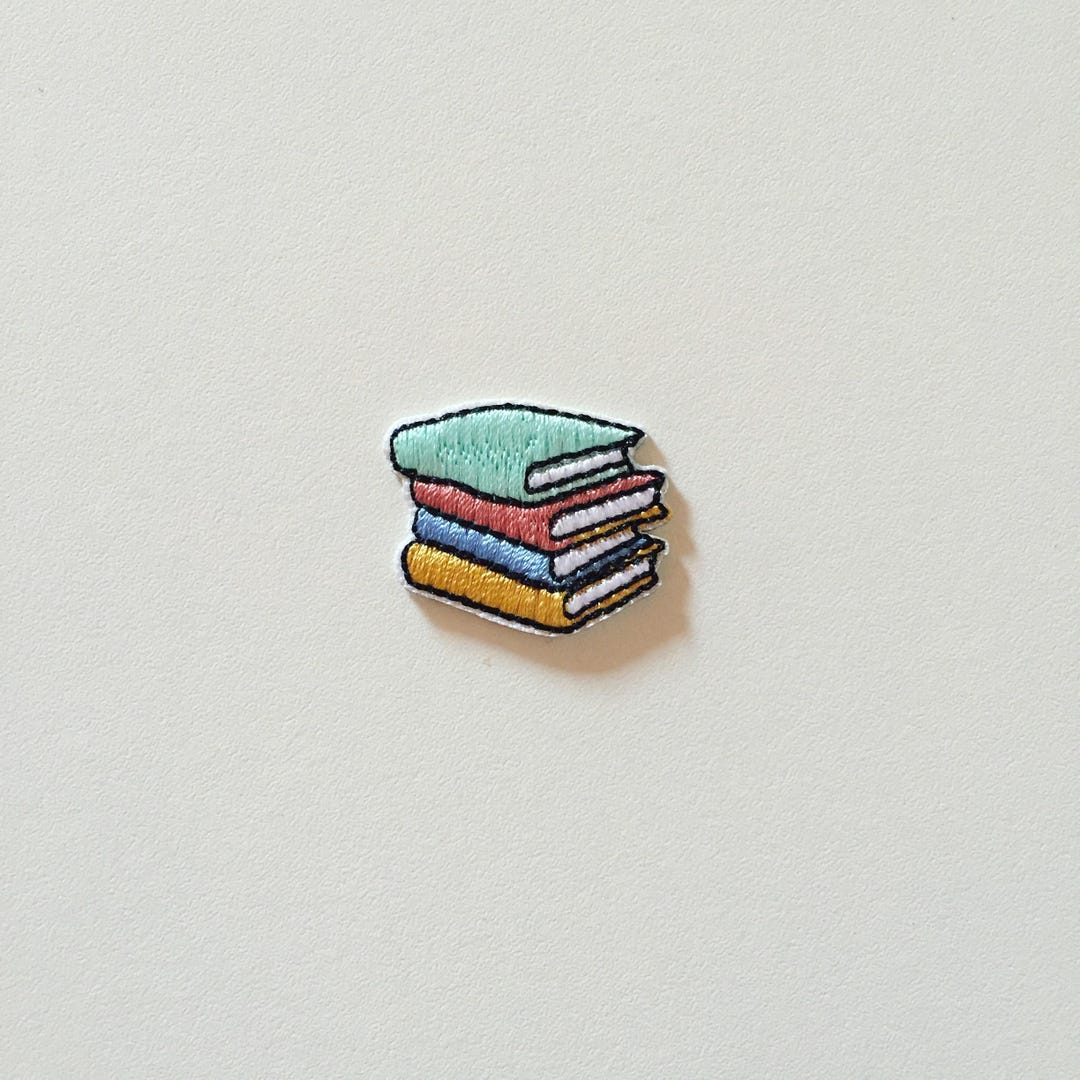 Student Book Pile Stick-on Patch, Books Patch, Reading Book Badge ...