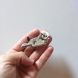 Otter Stick-on Patch, Kawaii Animal Badge, Kids Animal Decorative Patch ...