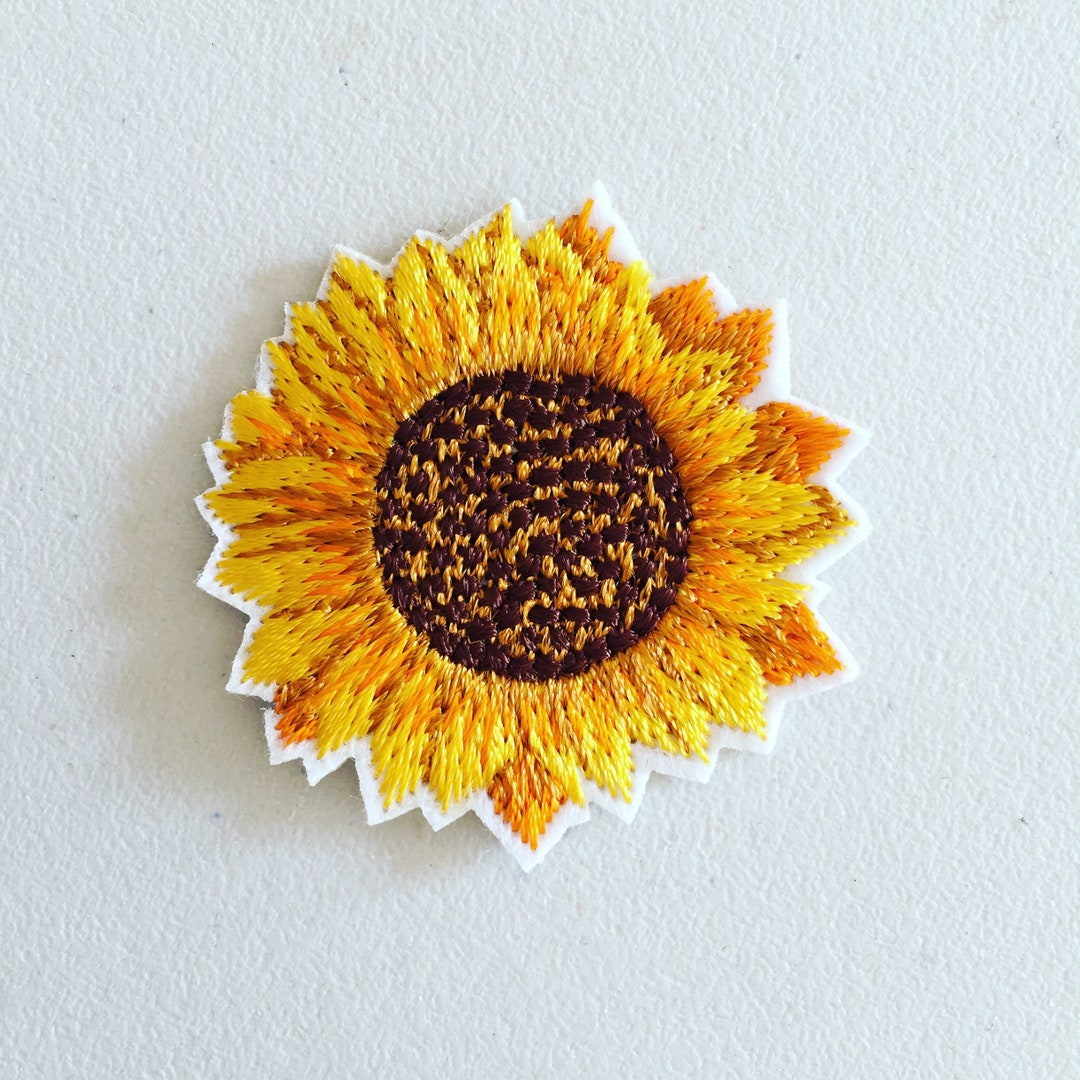 Sunflower Iron-on Patch, Yellow Flower Badge, Flowery Patch, DIY ...