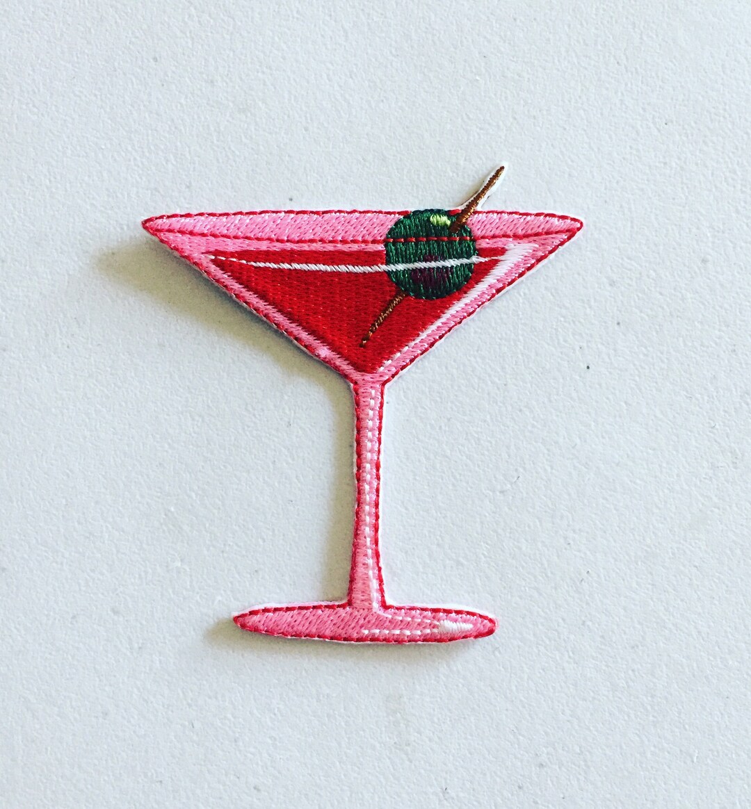 Pink Martini Embroidered Iron-on Patch: Cocktail Glass Applique - Etsy