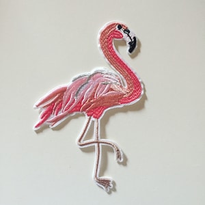 Large Flamingo Iron-on Patch: Tropical Embroidered Applique - Etsy UK