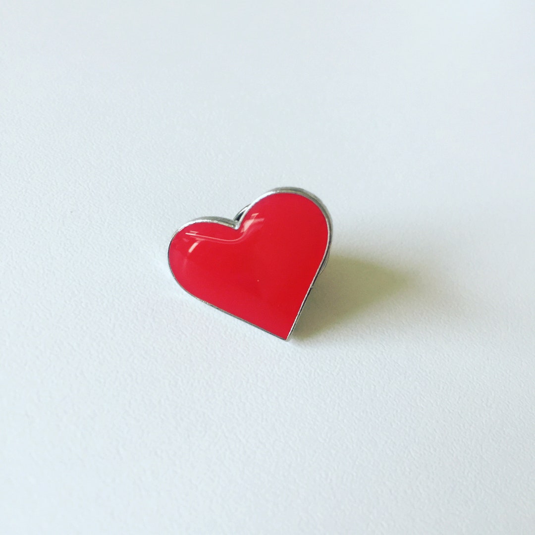 Red Heart Metal Pin, Love Heart Metal Badge, Love Heart Pinback Button ...
