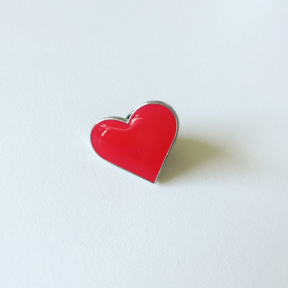 Red Heart Metal Pin Love Heart Metal Badge Love Heart | Etsy