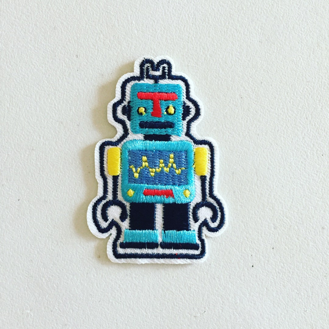 Robot Iron-on Patch, Robot Badge, Cartoon Applique Motif, Decorative ...