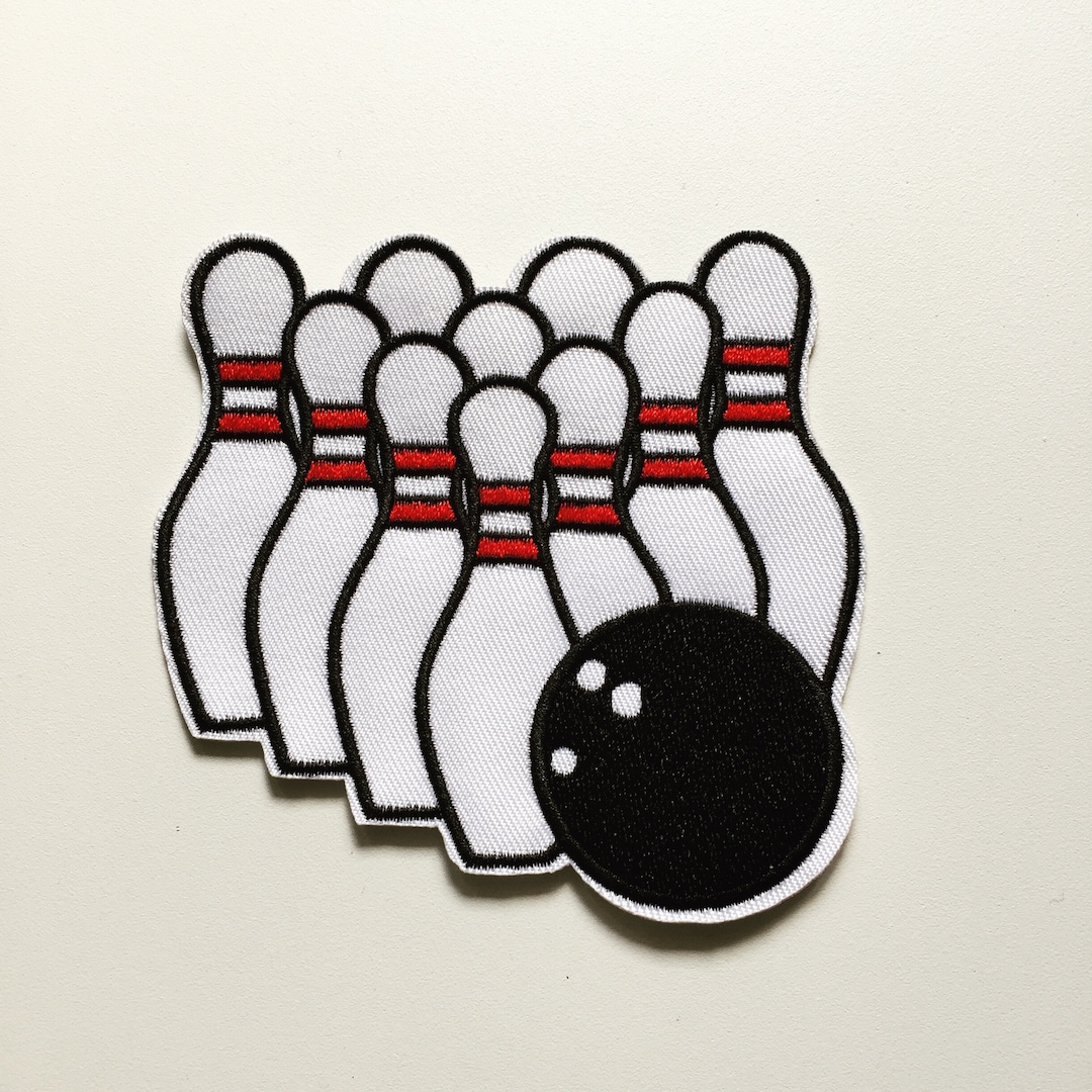 Bowling Ball & Pins Iron-on Patch, Sport Ball Badge, DIY Embroidery ...