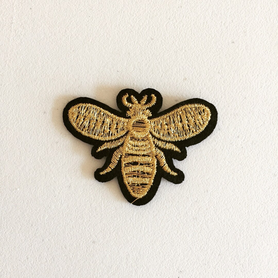 Bee Iron-on Patch, Gold Insect Badge, Decorative Patch, DIY Embroidery ...