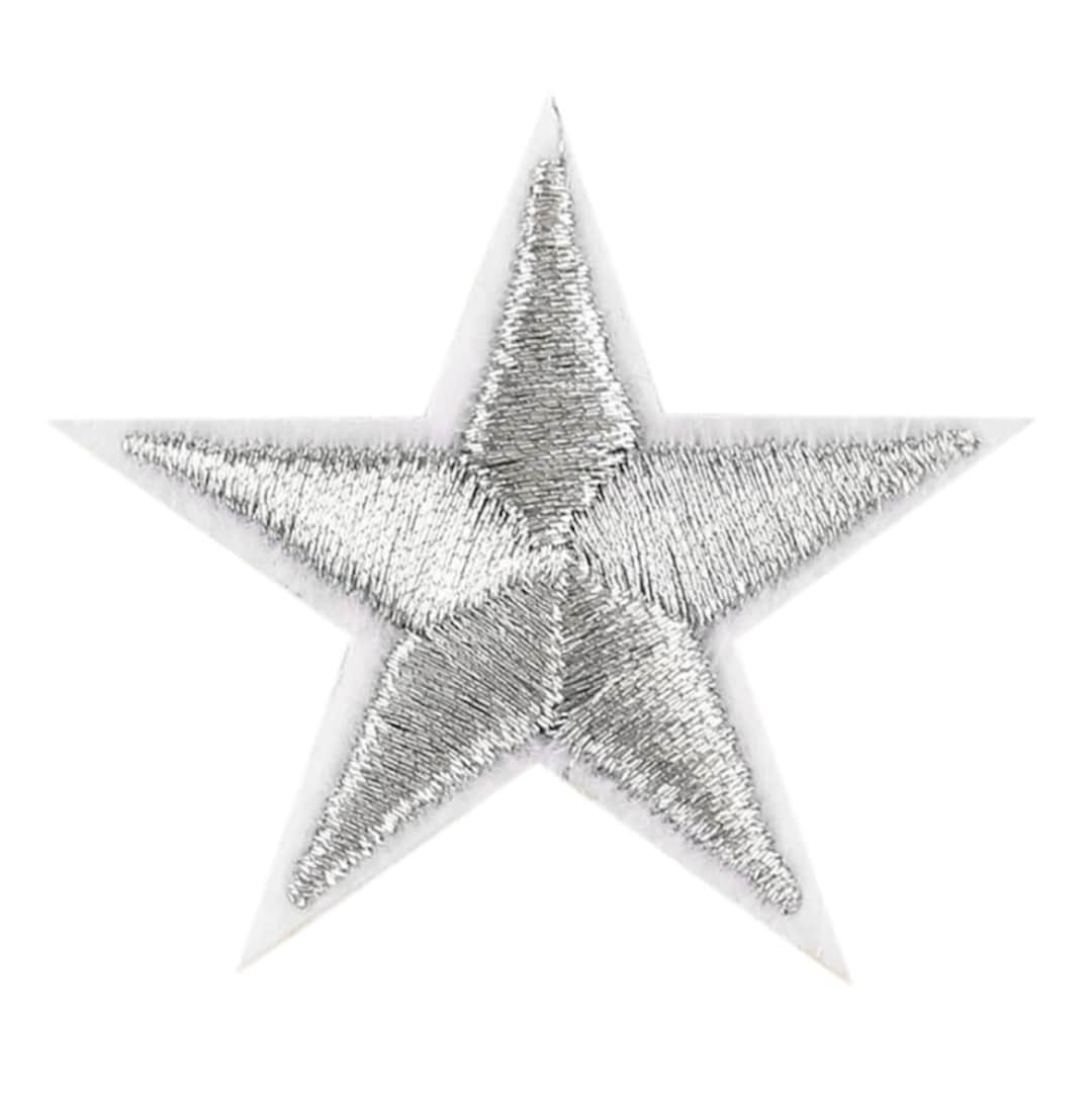 Large Silver Star Iron-on Patch: DIY Embroidered Applique (75mm) - Etsy