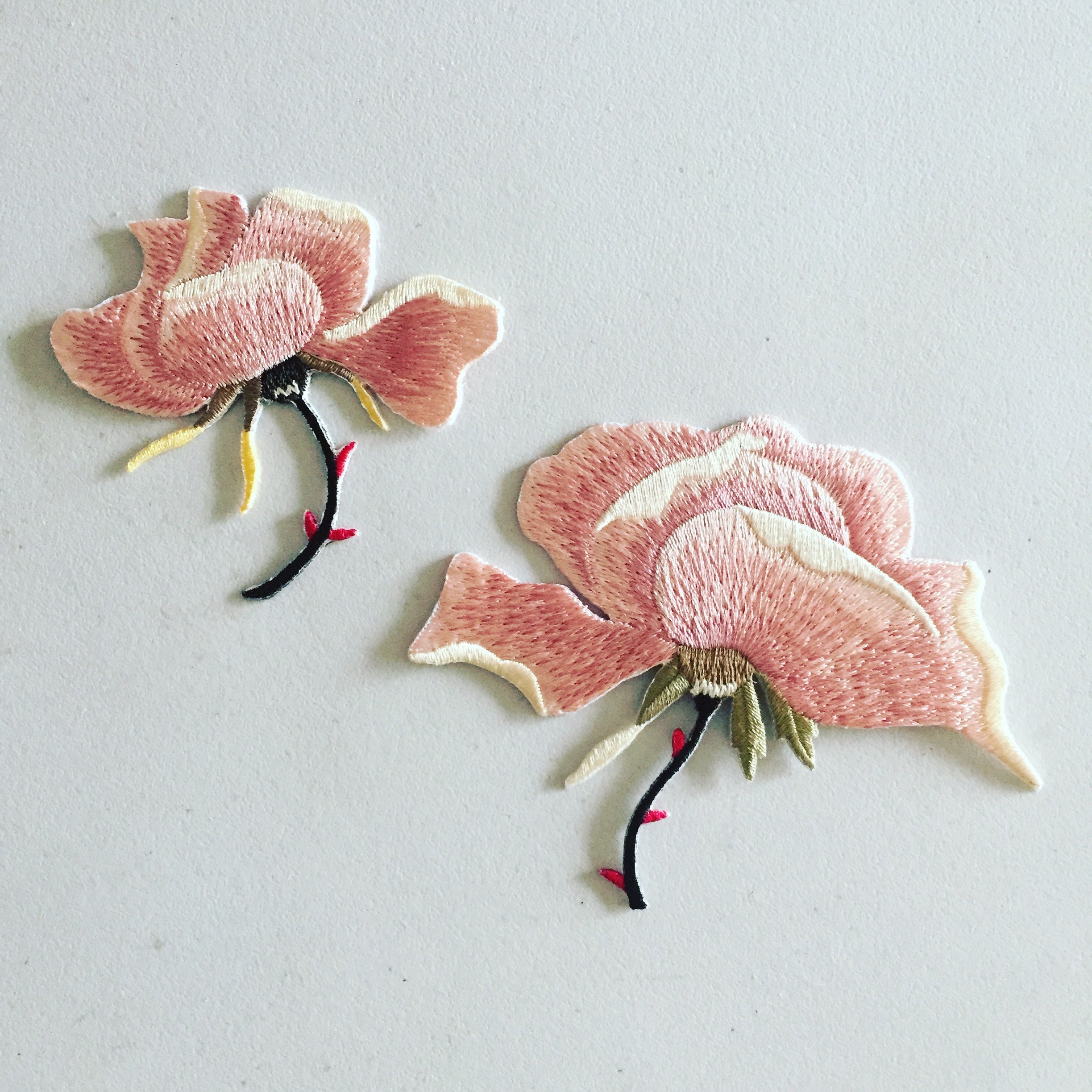 Pink Rose Iron-on Patch Soft Pink Flower Badge Floral Patch - Etsy