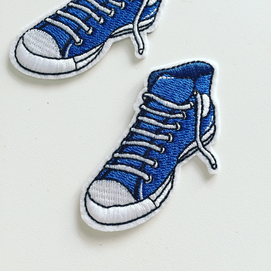 Blue Trainers Iron-on Patch, 90s Pop Culture Shoe Badge, Sneakers Patch ...