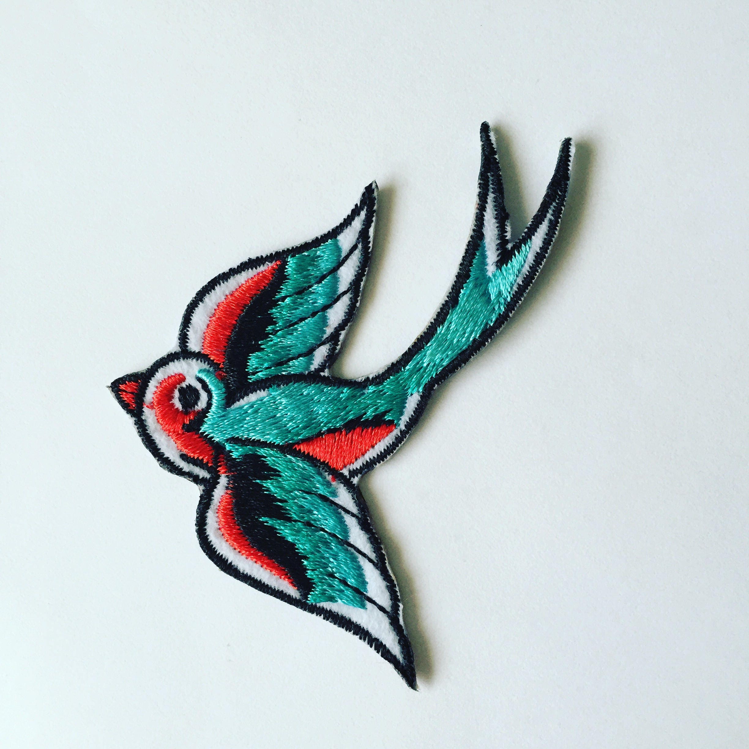 Swallow Iron-on Patch Rockabilly Bird Patch DIY Embroidery - Etsy UK