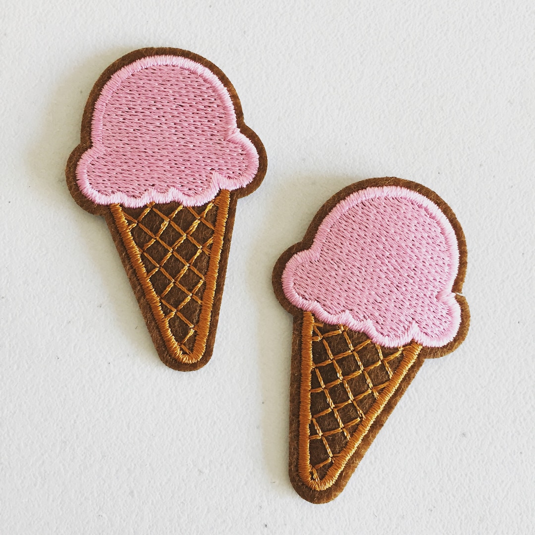 Ice Cream Cone Iron-on Patch, Ice Cream Badge, Pink Girly Patch, DIY ...