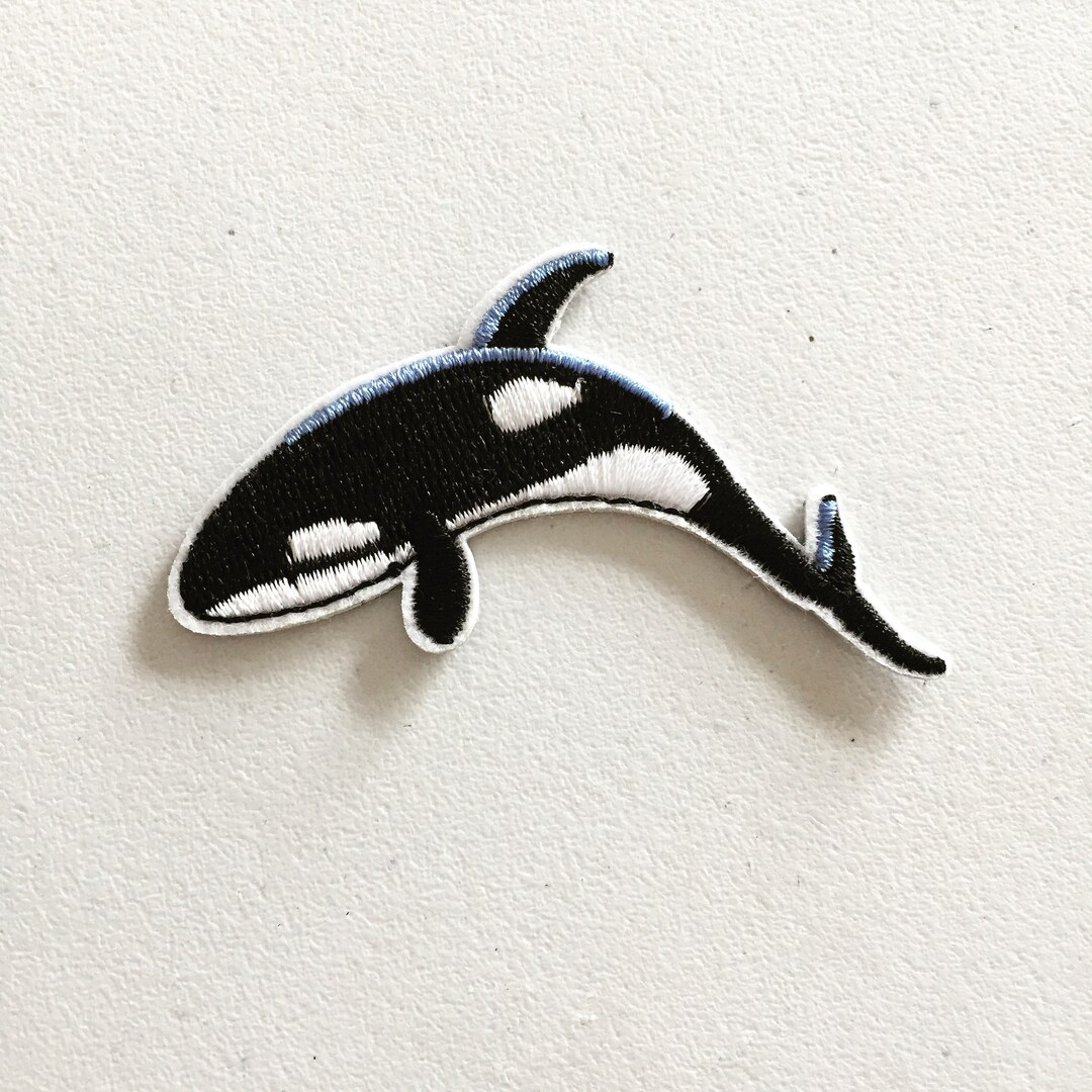 Orca Whale Iron-on Patch: Embroidered Marine Animal Applique - Etsy UK