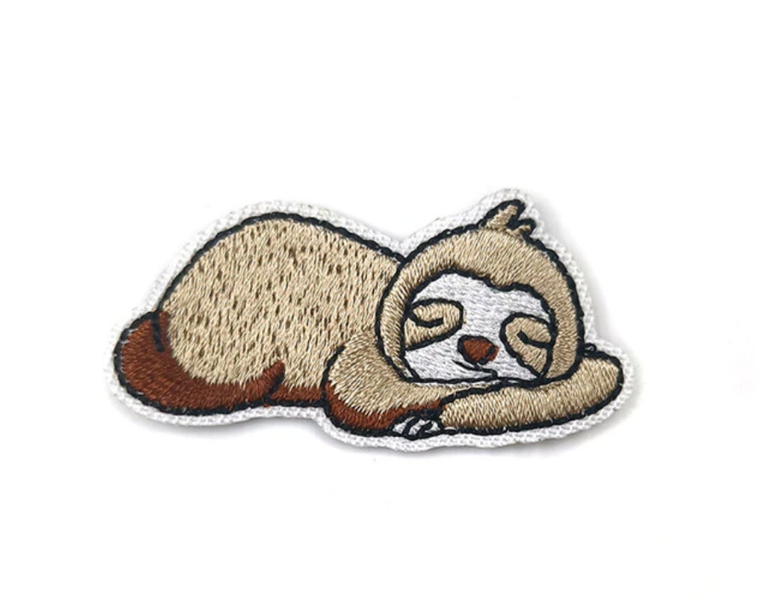 Sleepy Sloth Iron-on Patch, Kawaii Animal Badge, Kids Animal Decorative ...