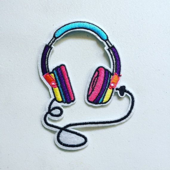 Headphones Iron-on Patch Vintage Headphones Badge 90s Pop | Etsy