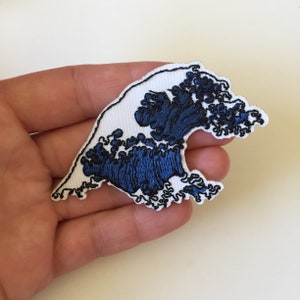 The Great Wave Iron-on Patch, Ocean Wave Badge, Surf Sea Wave Patch ...
