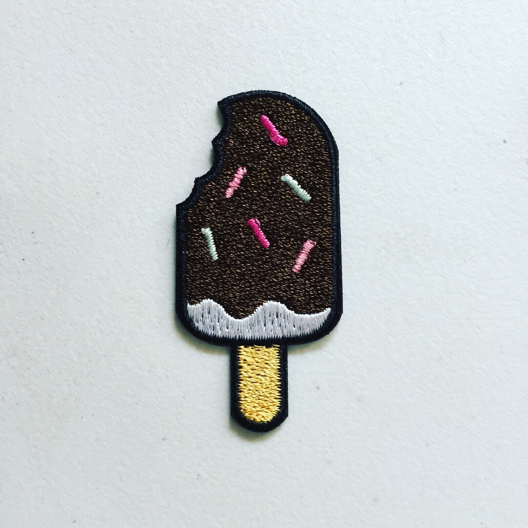 Chocolate Ice Cream Iron-on Patch, Chocolate Ice Lolly Badge, Desert ...
