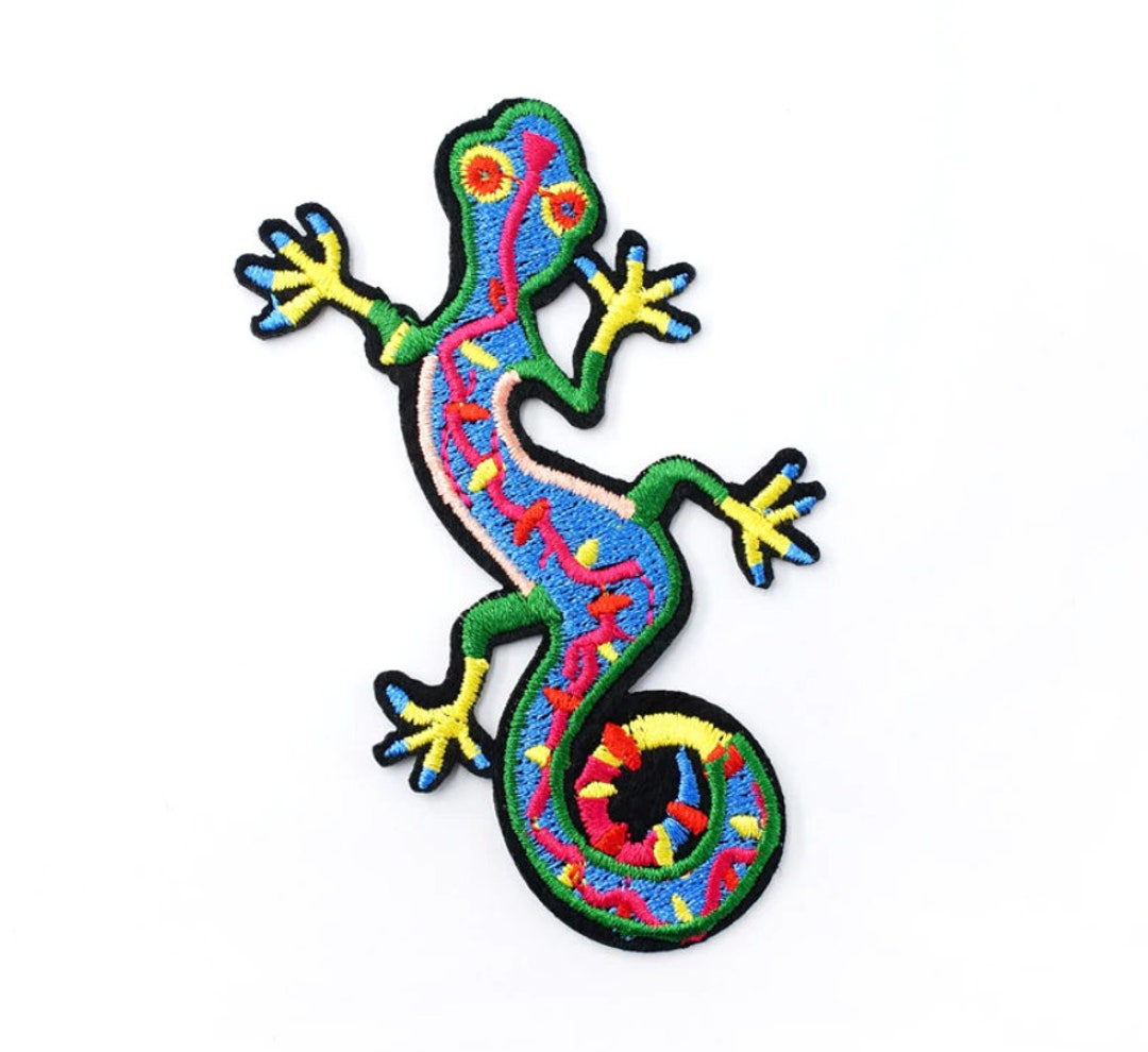 Gecko Iron-on Patch, Lizard Iron-on Badge, Tokay Gecko Badge, Funky ...