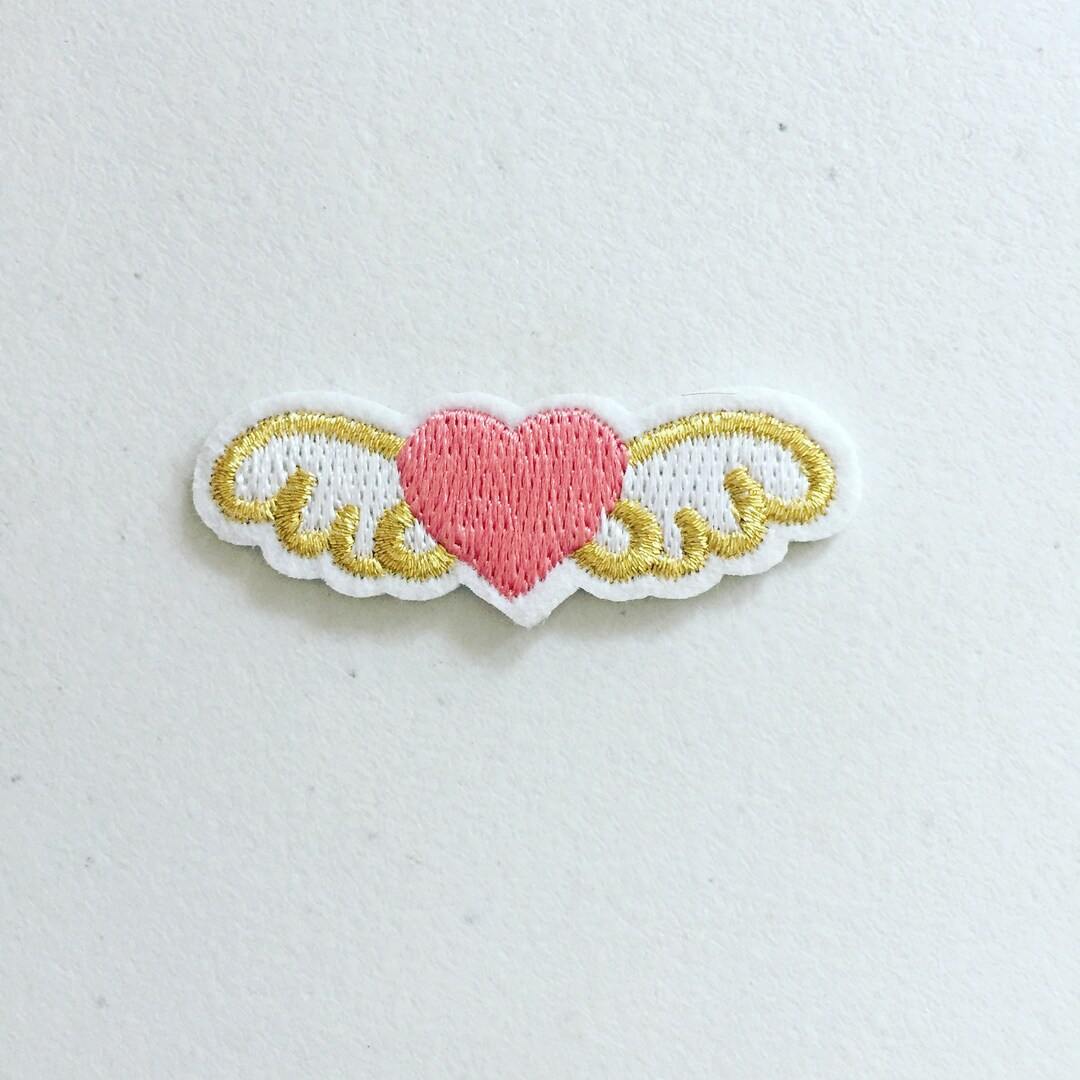 Winged Cupid Heart Iron-on Patch, Red Heart Love Badge, 90s Girly Badge ...