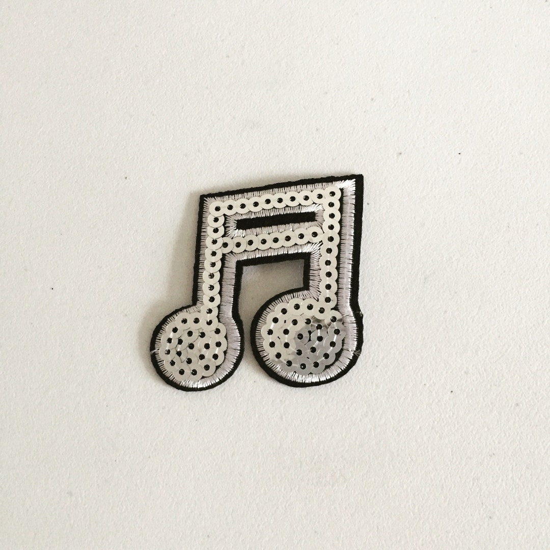 Musical Note Sequin Iron-on Patch, Music Sequined Badge, Music Patch ...