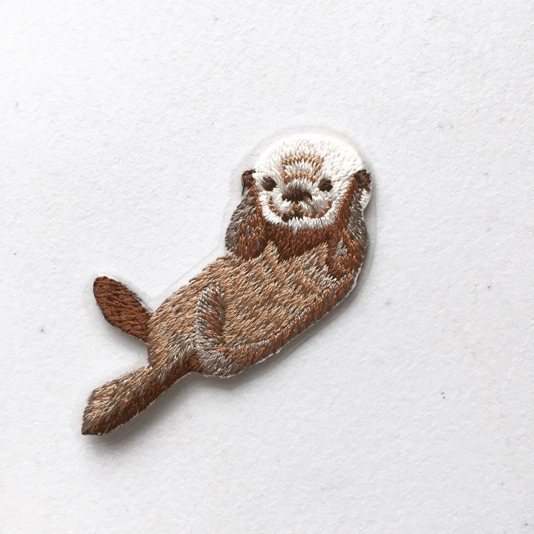 Otter Stick-on Patch, Kawaii Animal Badge, Kids Animal Decorative Patch ...