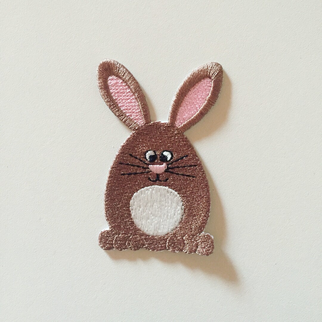 Easter Bunny Iron-on Patch, Pink Rabbit Girly Badge, Rabbit Animal ...