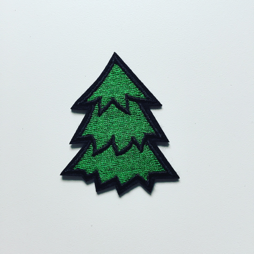 Green Christmas Tree Iron-on Patch, Fir Tree Badge, Greenery Badge, DIY ...
