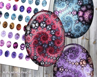 Fractal Ovals 13x18mm 30x40mm 18x25mm 22x30mm for Cabochons Printable ...