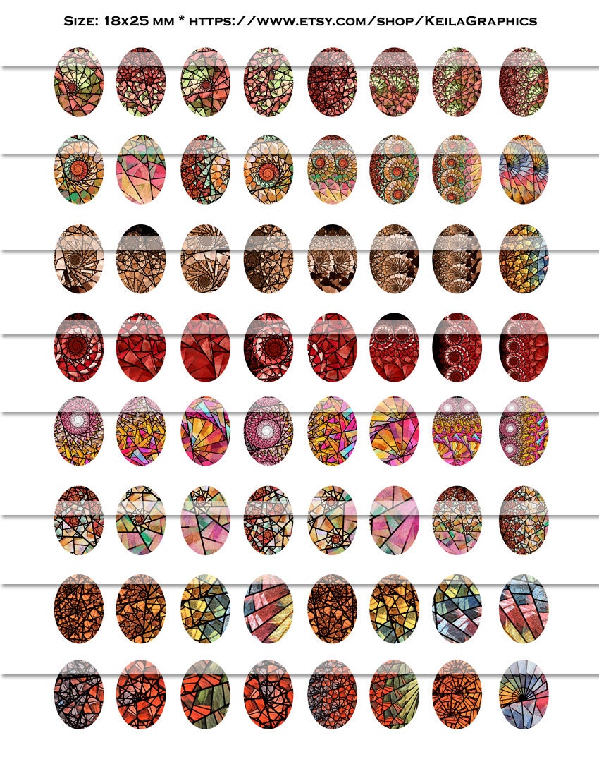 Digital Collage Sheet - Instant Download - Oval Size 18x25mm + 13x18mm ...