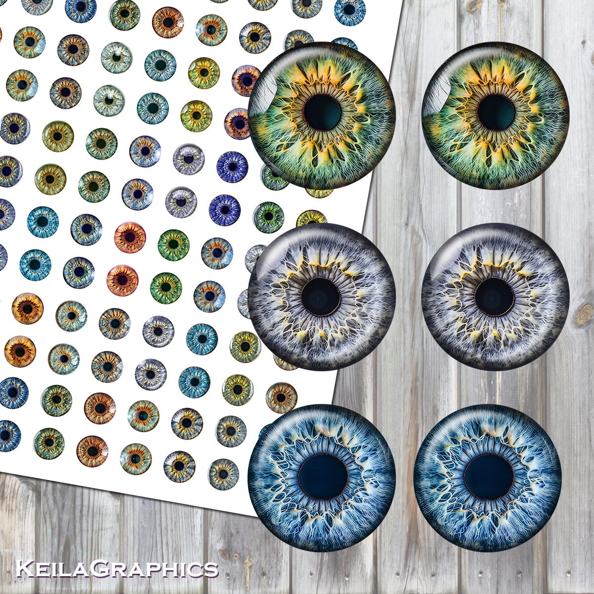 Realistic Doll Eyes Digital Collage Sheet Circle 16mm 14mm 12mm 10mm ...