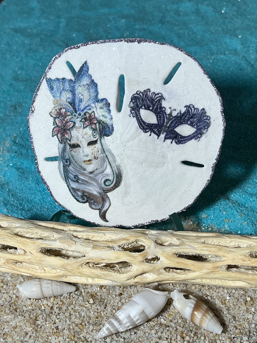 Masquerade Masks Decoupaged on a Real Sand Dollar - Etsy