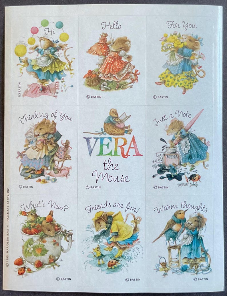 Vera the Mouse - Vintage Stickers - HALLMARK - Marjolein Bastin - I ...