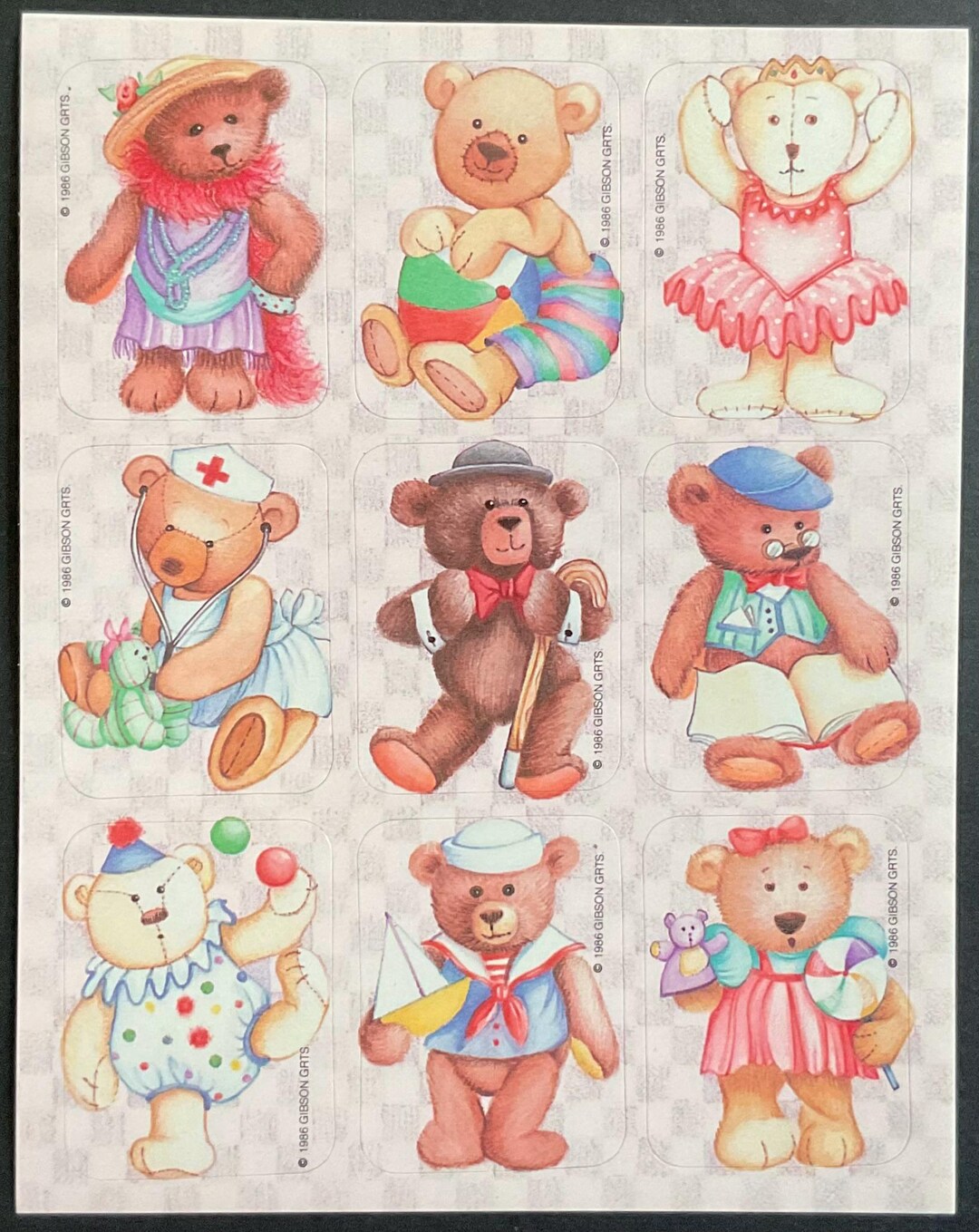 VINTAGE Stickers - Gibson - Teddy Bears - I COMBINE SHIPPING - Dated ...