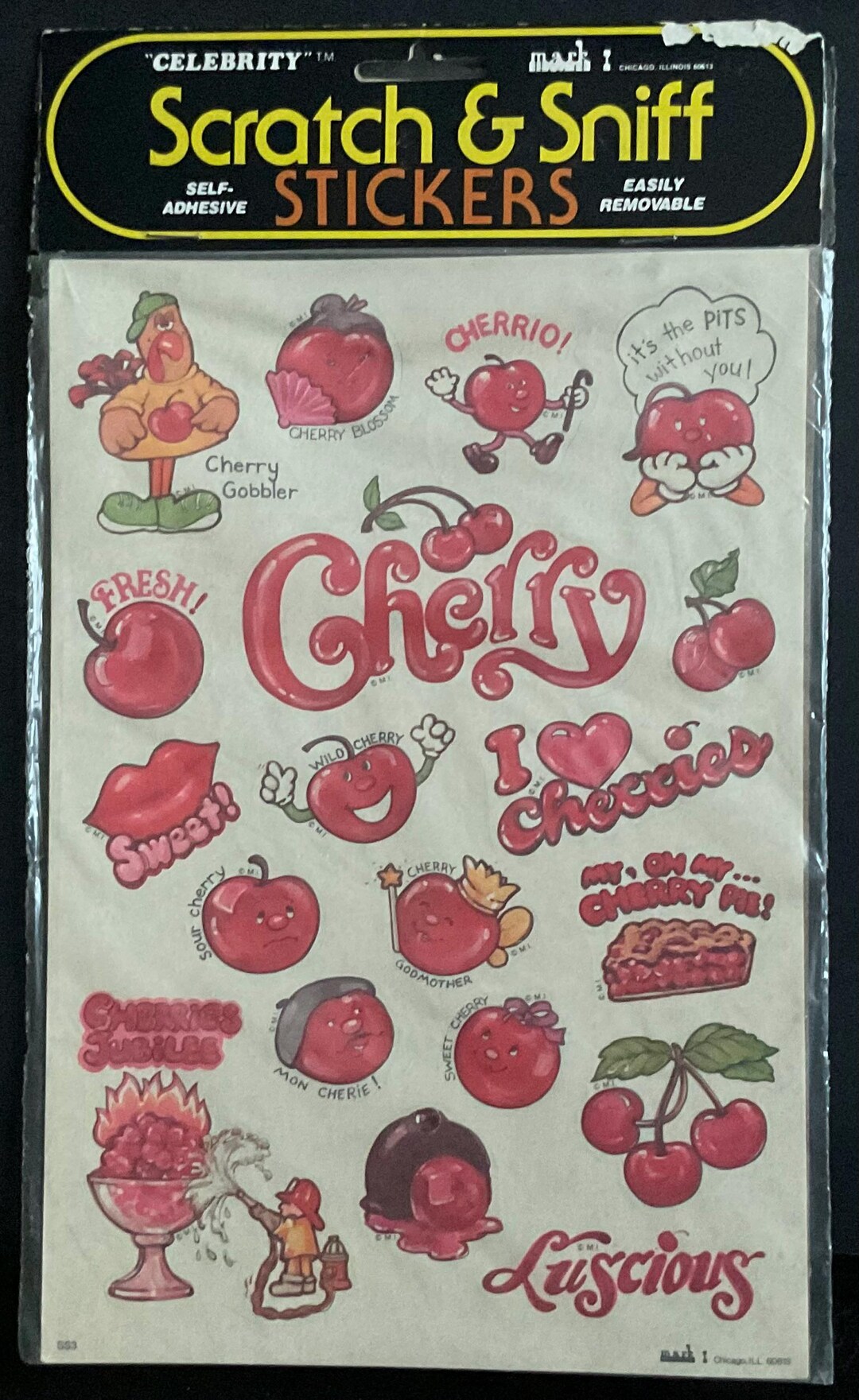 NIP Vintage Stickers - Mark 1 Celebrity - Scratch & Sniff - CHERRY - Etsy