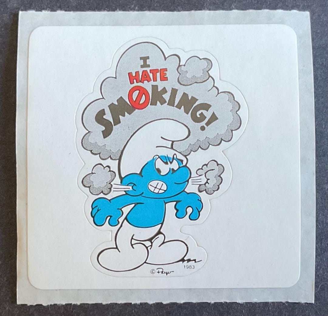 1 Vintage Sticker - the SMURFS - “I Hate Smoking” - I COMBINE SHIPPING ...