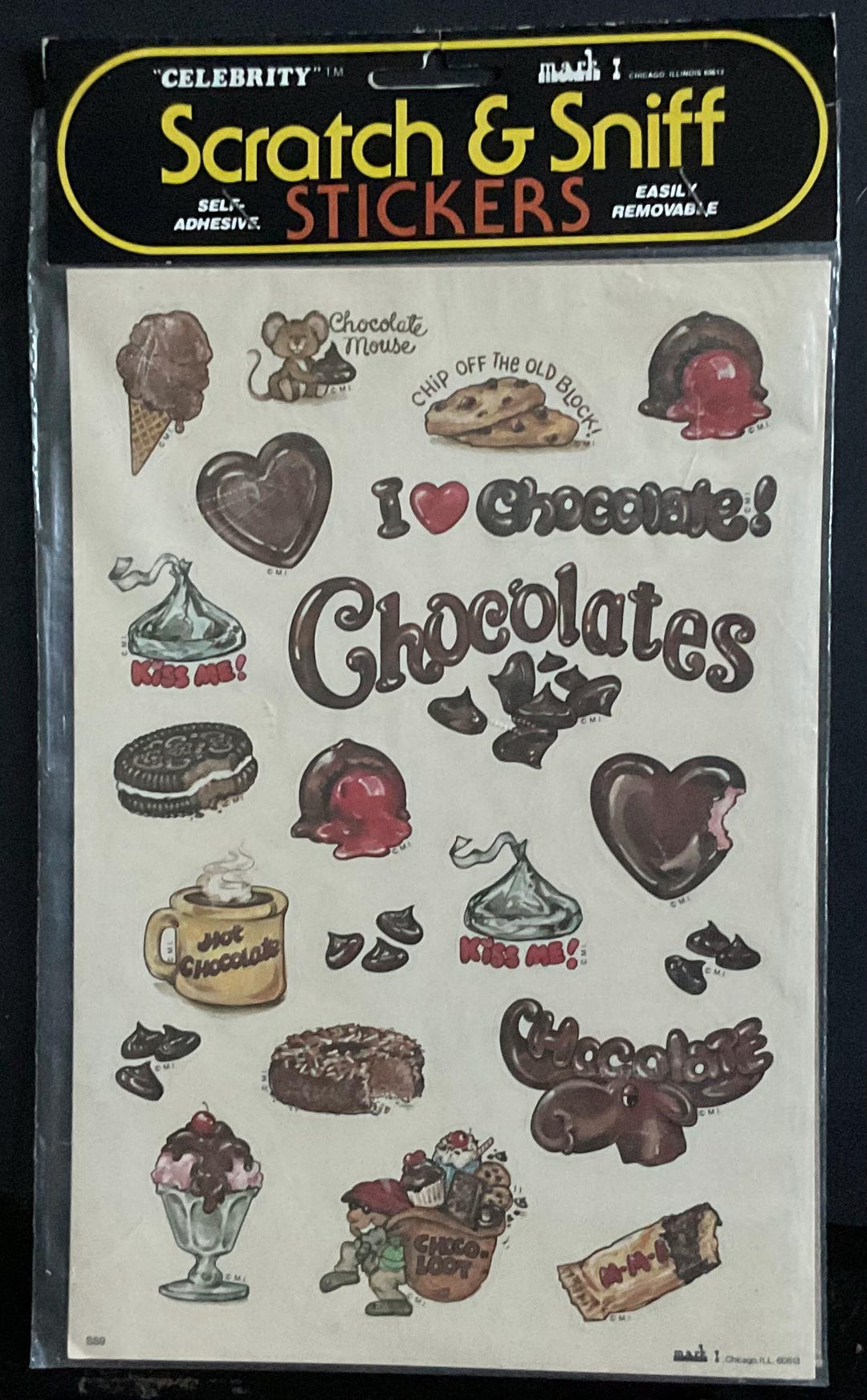 NIP Vintage Stickers - Mark 1 Celebrity - Scratch & Sniff - CHOCOLATE ...